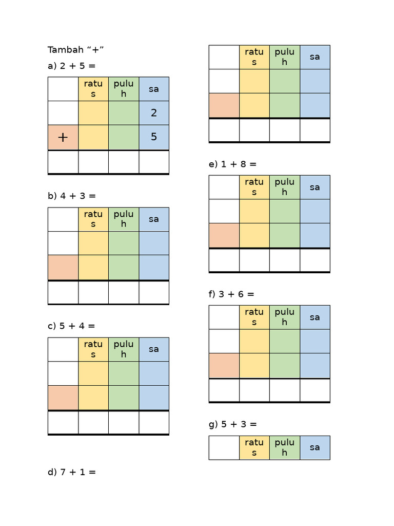 Addition Exercise | PDF