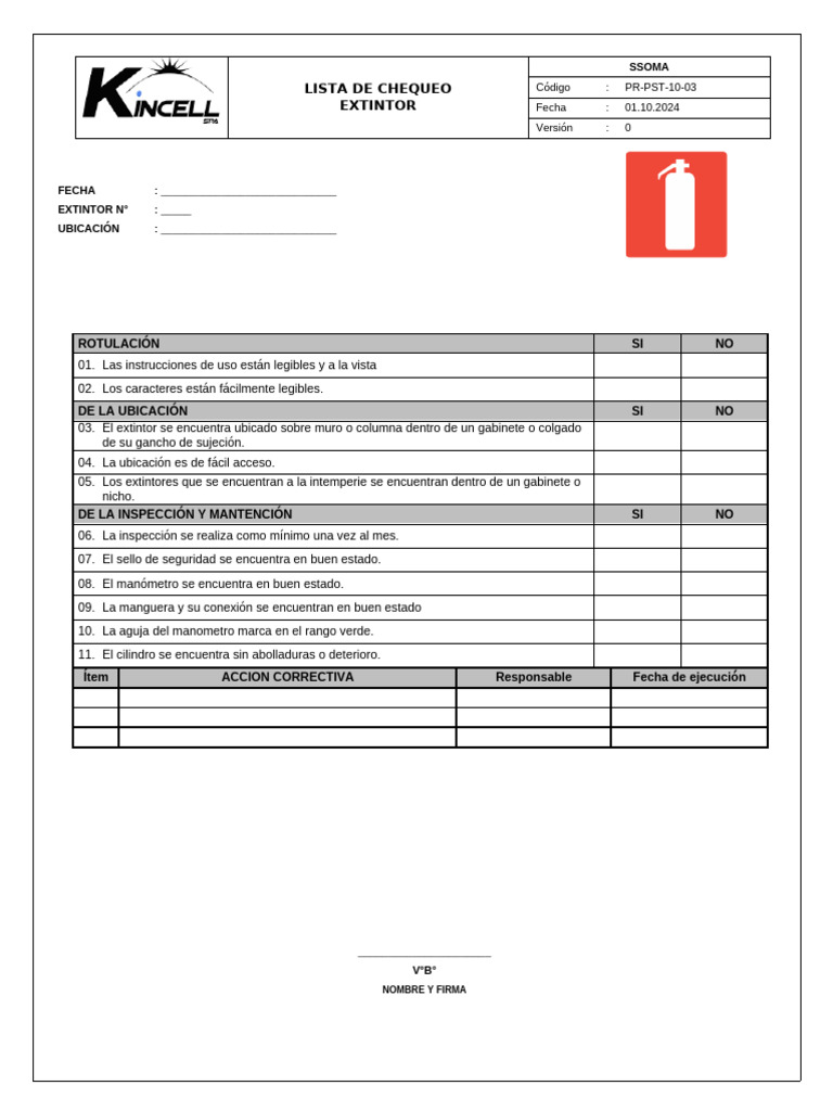 Lista de Chequeo de Extintores SSOMA | PDF