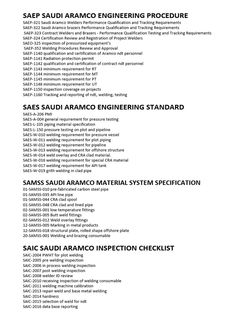 Aramco Welding Qualification Standards | PDF | Welding | Construction