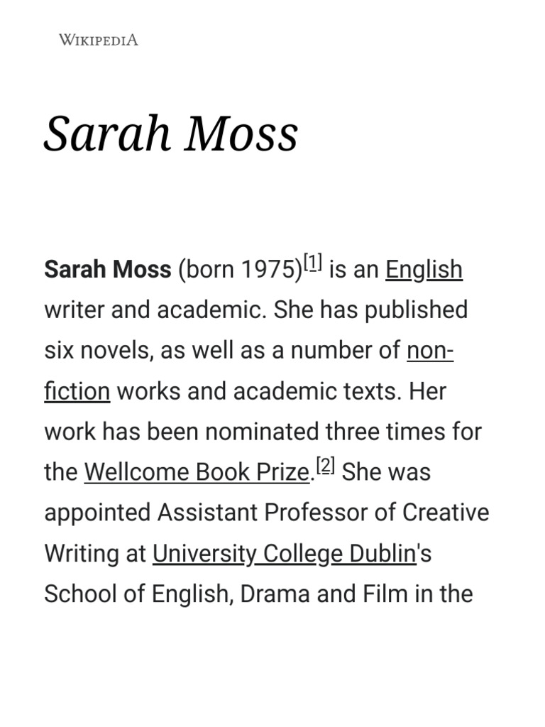 Sarah Moss | PDF | Academia