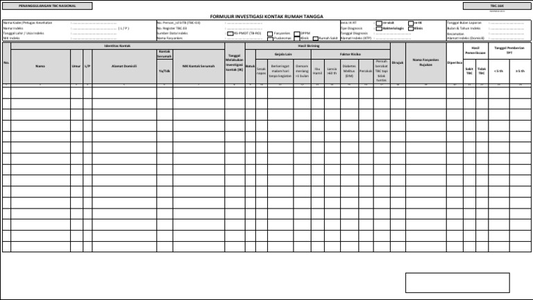 SO - Formulir TBC 16K - IK Rumah Tangga | PDF