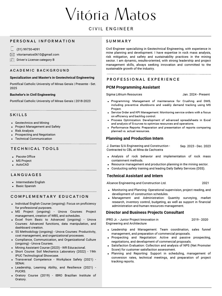 Engineer Vitória Matos | PDF | Engineering | Business