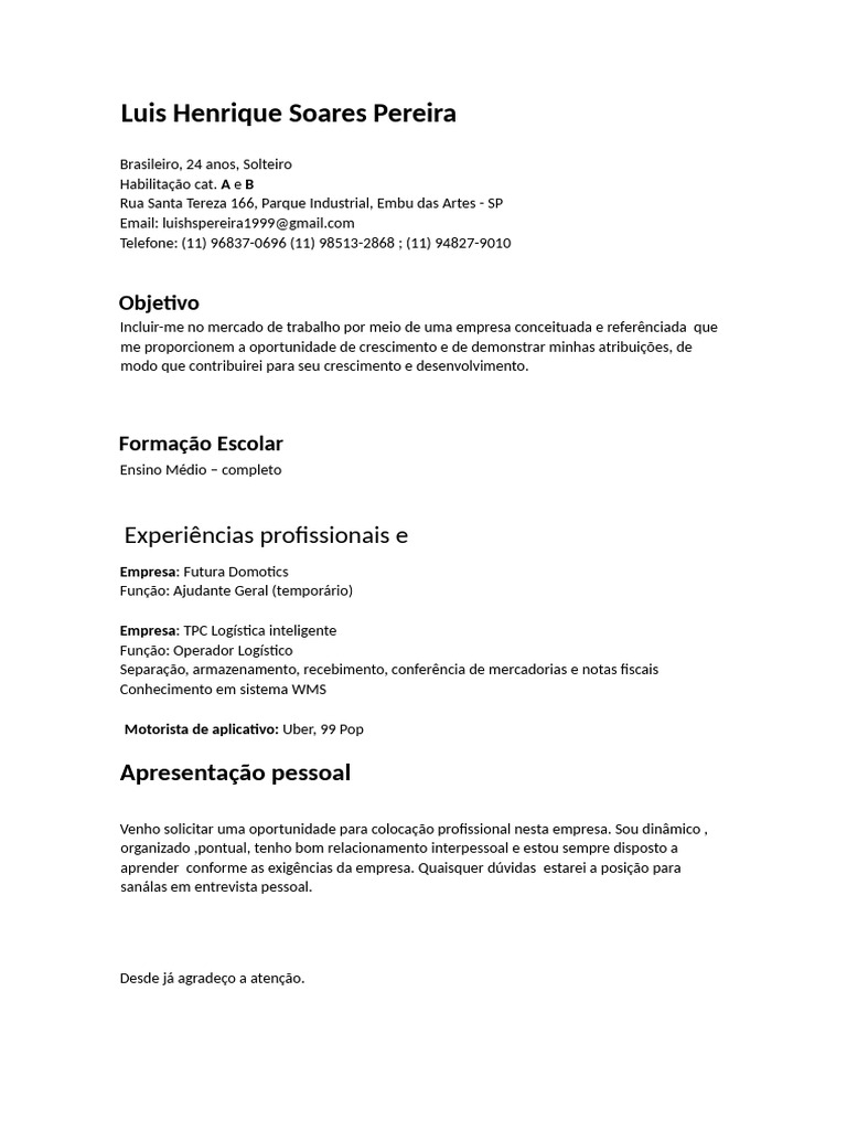 Curriculo Luis 2024 PDF | PDF