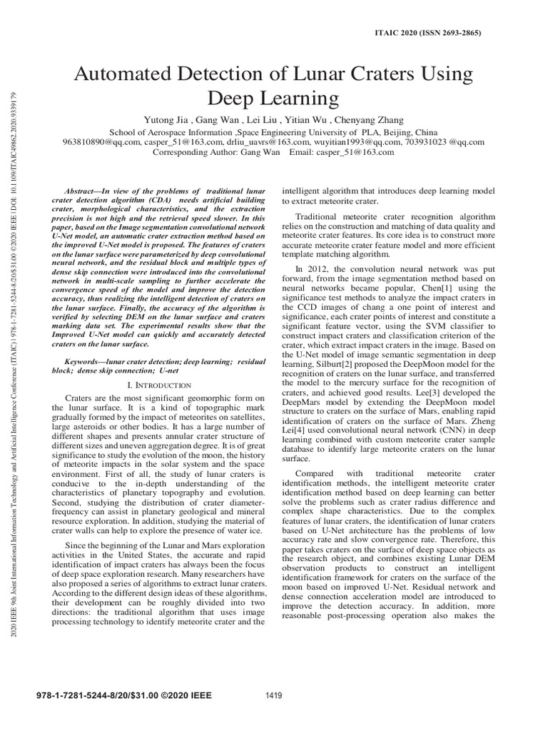 Automated Detection Of Lunar Craters Using Deep Learning Pdf Deep