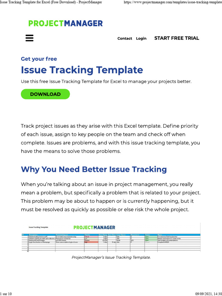 Excel Issue Tracking Template Download | PDF