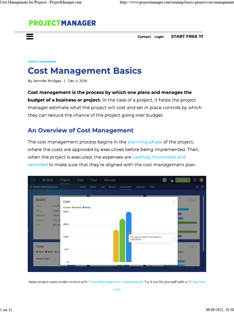 Cost Management For Projects - ProjectManager | PDF