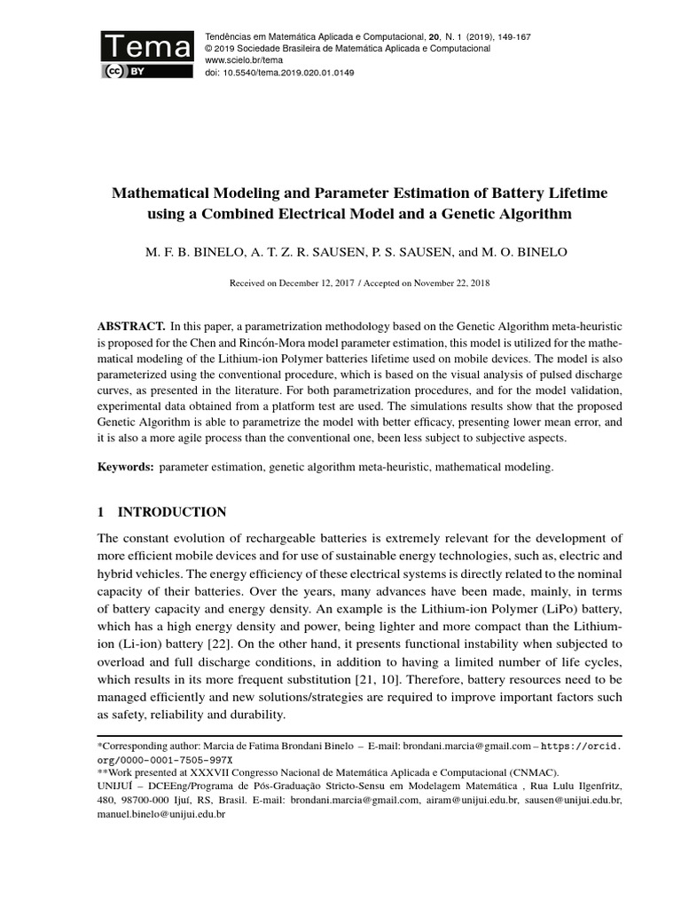 Binelo Et Al. - 2019 - Mathematical Modeling and Parameter Estimation of Battery Lifetime Using ...
