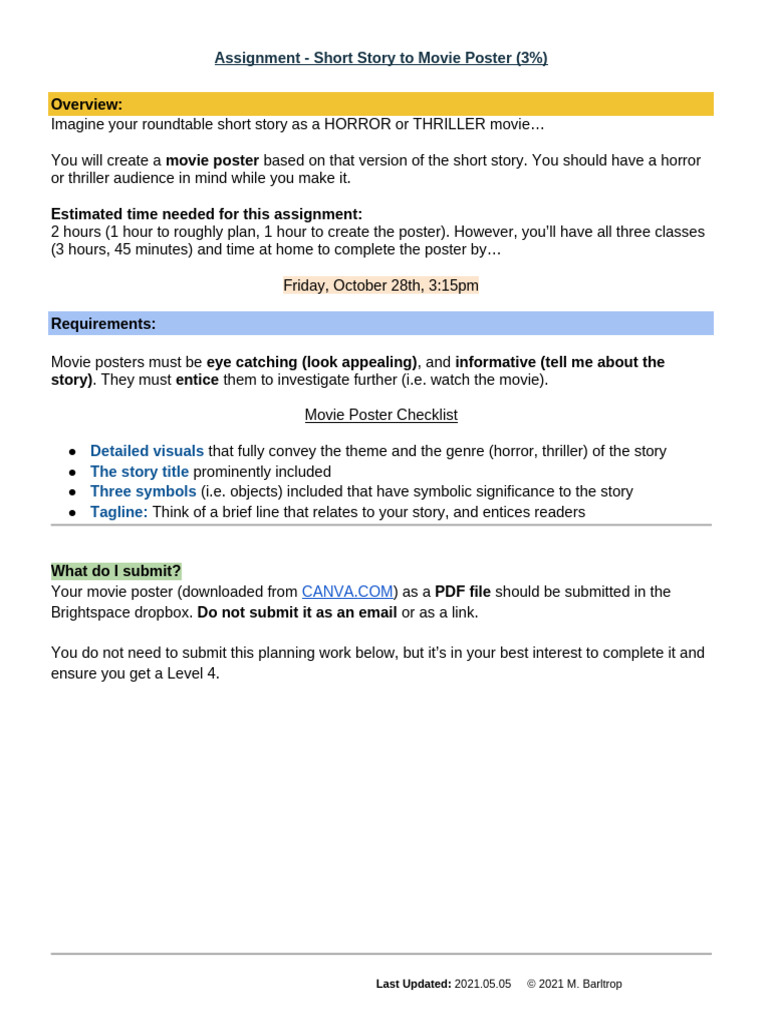 Copy of Assignment - Short Story Movie Poster | PDF | Thriller (Genre ...