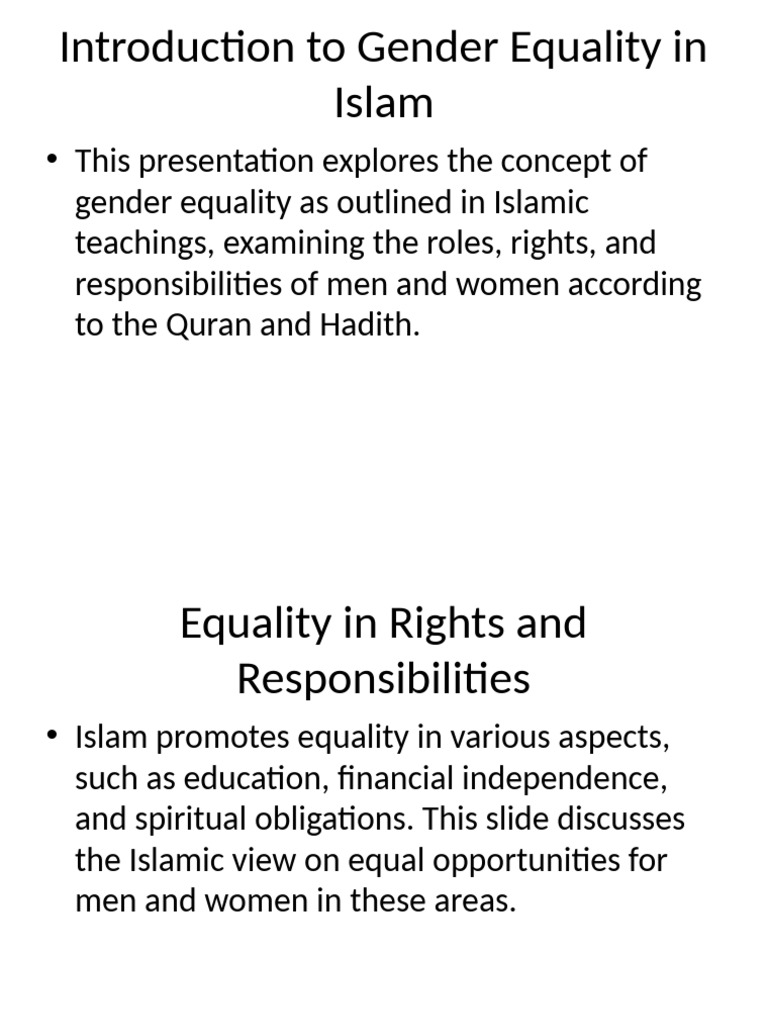 Gender Equality in Islam Presentation | PDF