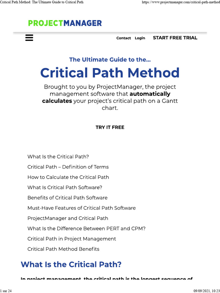Critical Path Method - The Ultimate Guide To Critical Path | PDF ...