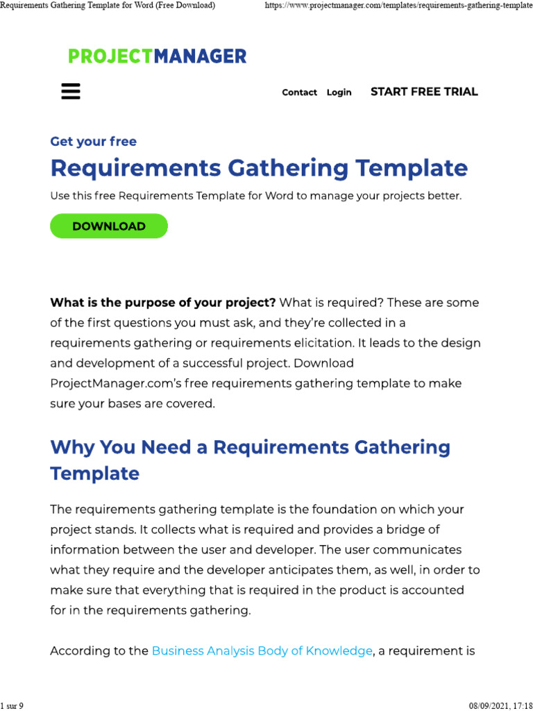 TEMPLATE - Requirements Gathering | PDF