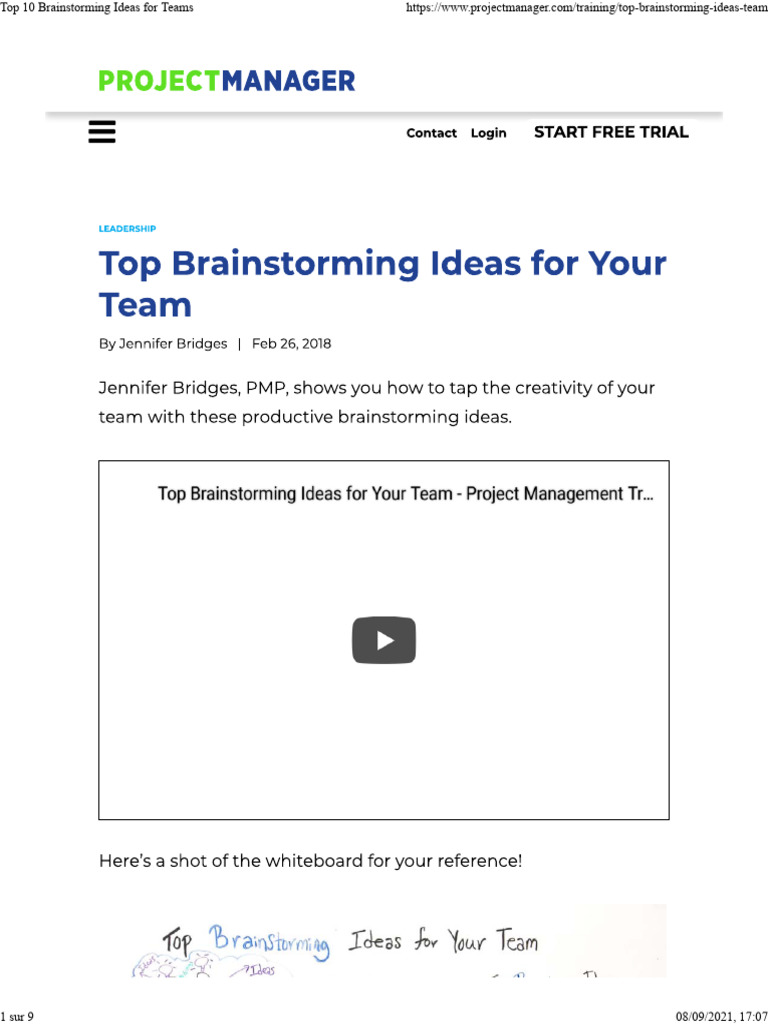 Top 10 Brainstorming Ideas for Teams | PDF