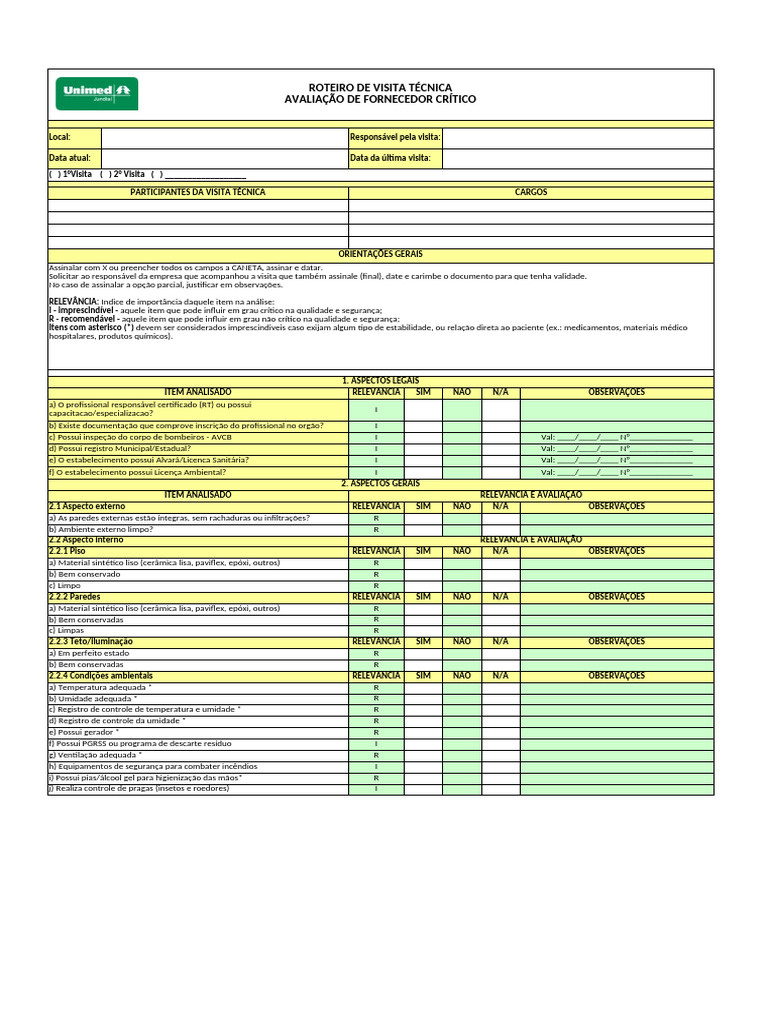 Modelo de Roteiro de Visita Técnica - Qualidade | PDF | Embalagem e ...