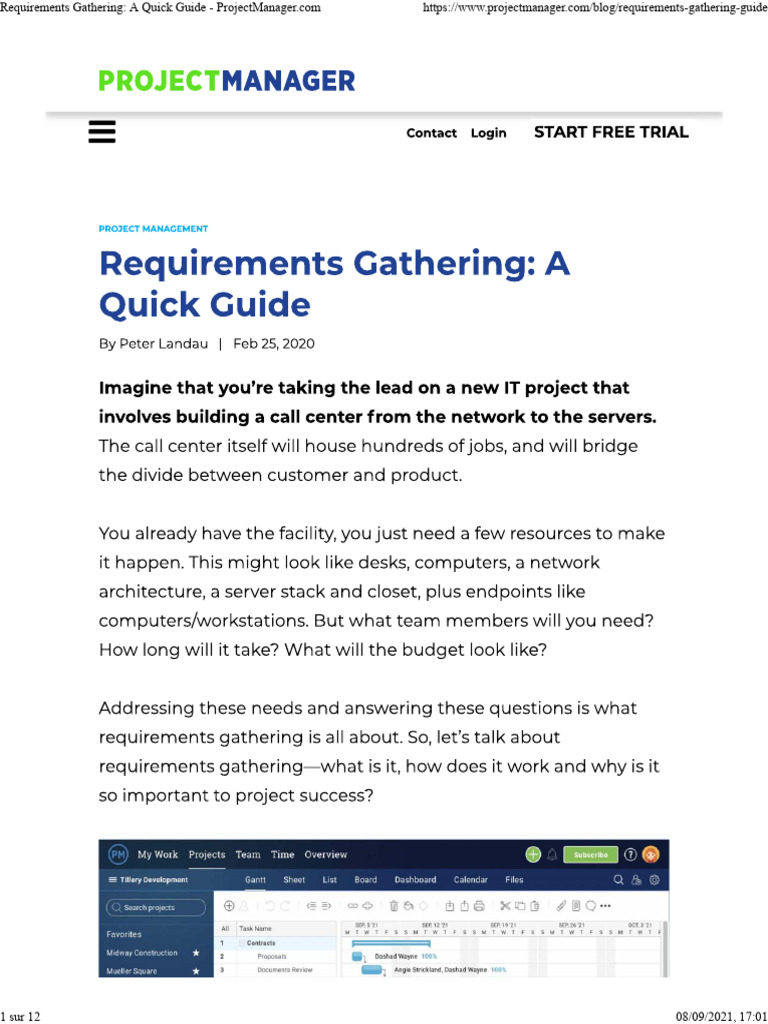 Requirements Gathering - A Quick Guide - ProjectManager | PDF