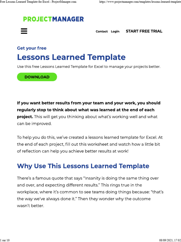 TEMPLATE - Lessons Learned | PDF