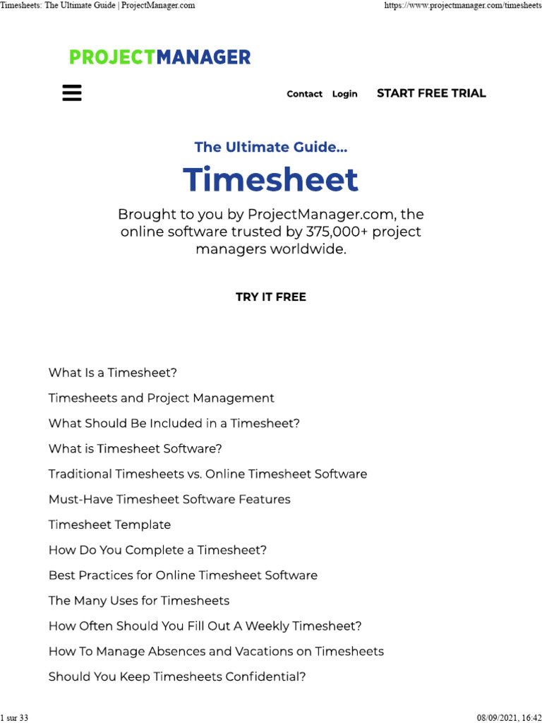 Timesheets - The Ultimate Guide - ProjectManager | PDF