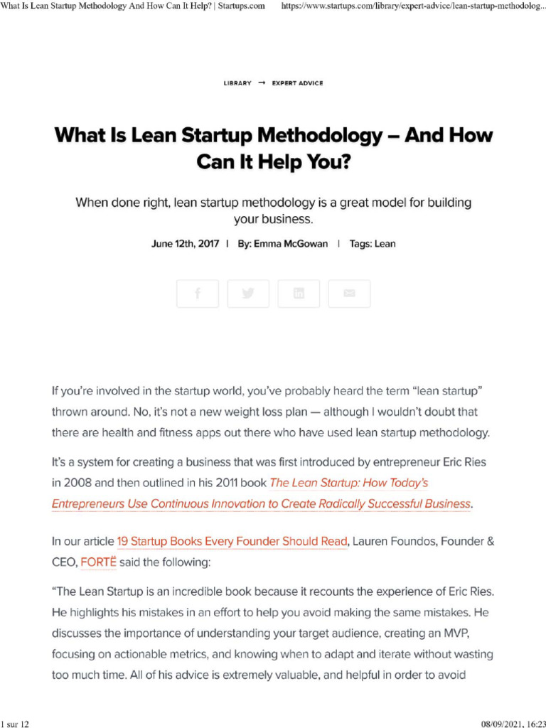 Lean Startup Methodology | PDF