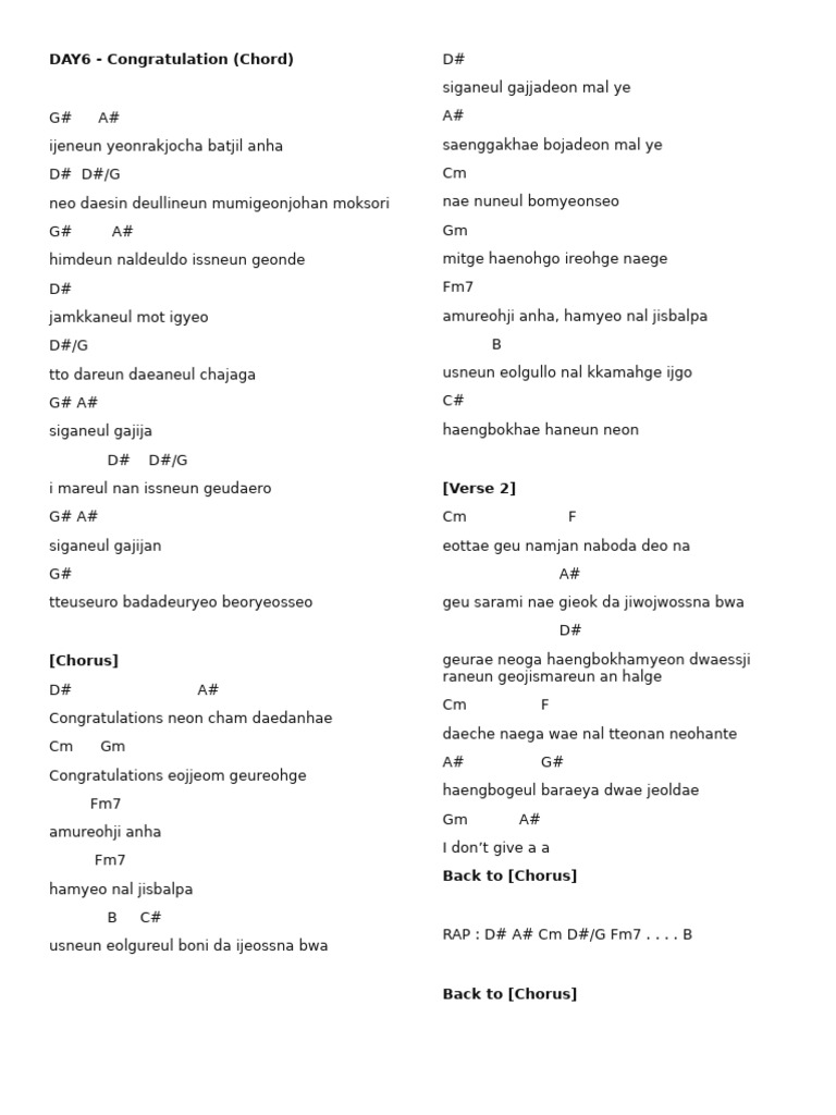 DAY6 - Congratulation Chord | PDF