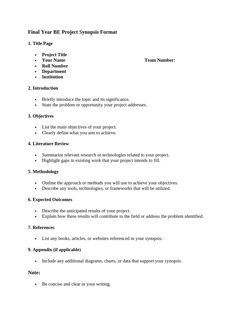 Synopsis Format | PDF