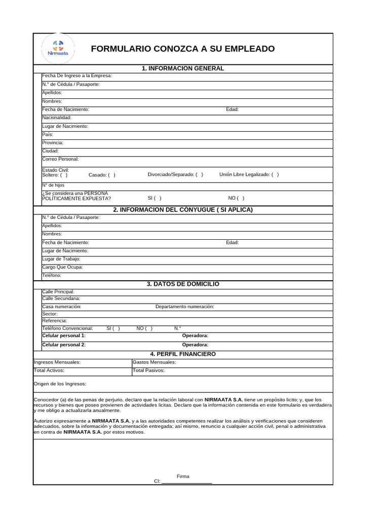 04 Ficha Conozca A Su Empleado | PDF