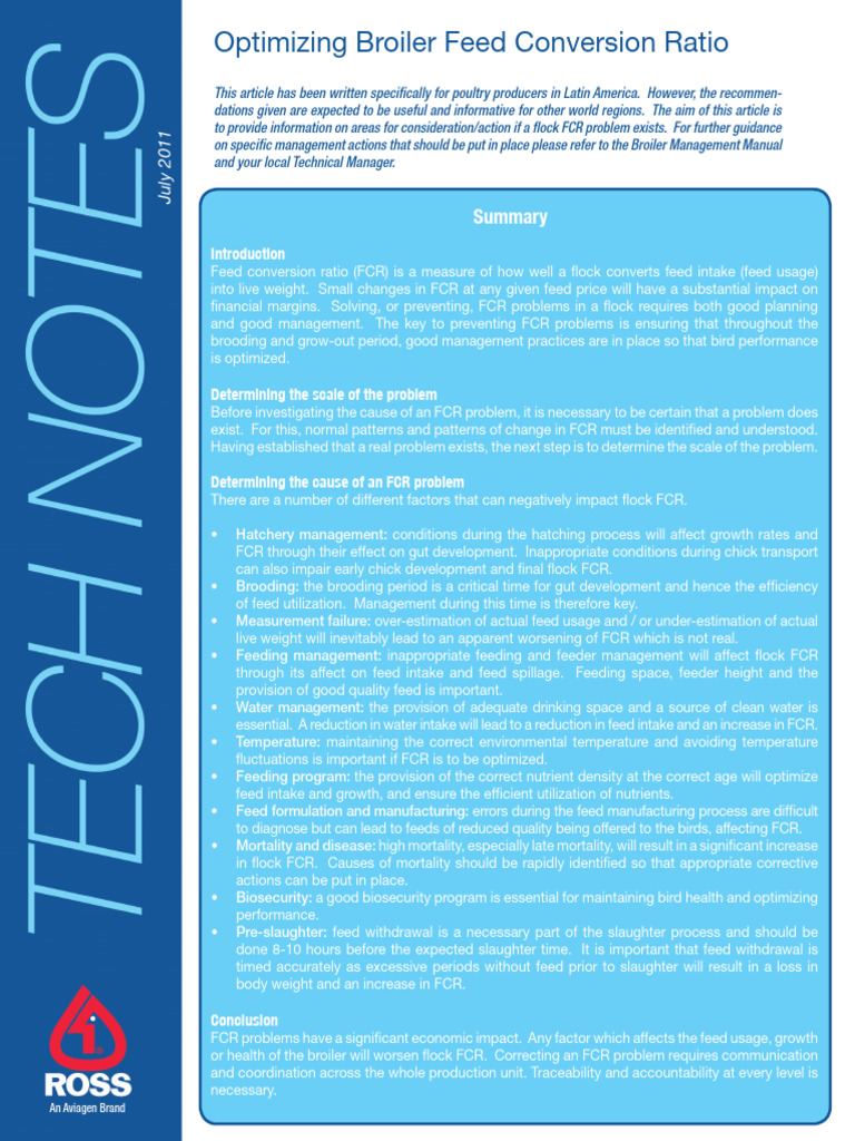 Optimizing Broiler Feed Conversion Ratio | PDF | Nutrients | Diet ...