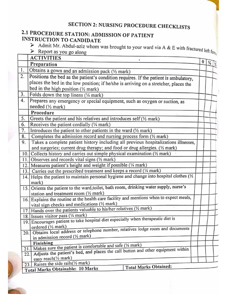 OSCE Checklists | PDF