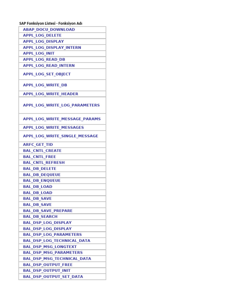 SAP Function Module List | PDF | Microsoft Excel | Computer File
