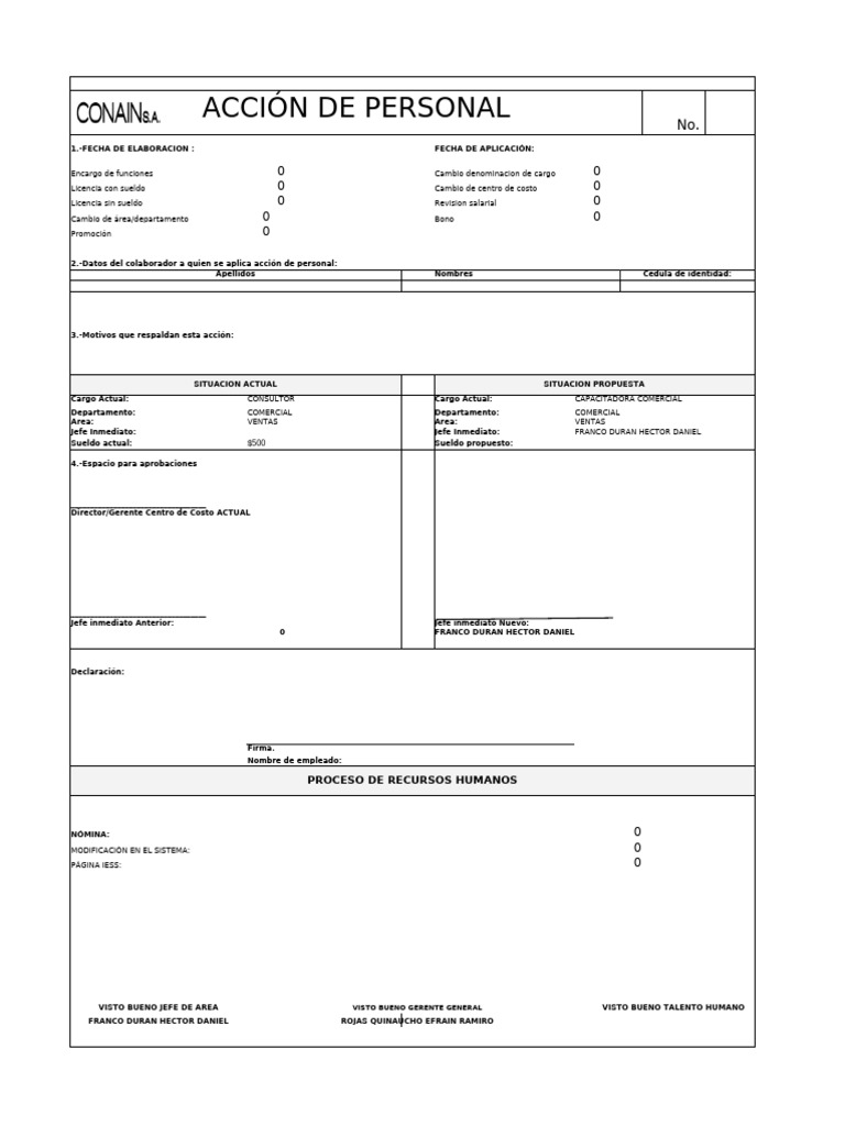 08 Formato de Acción de Personal | PDF