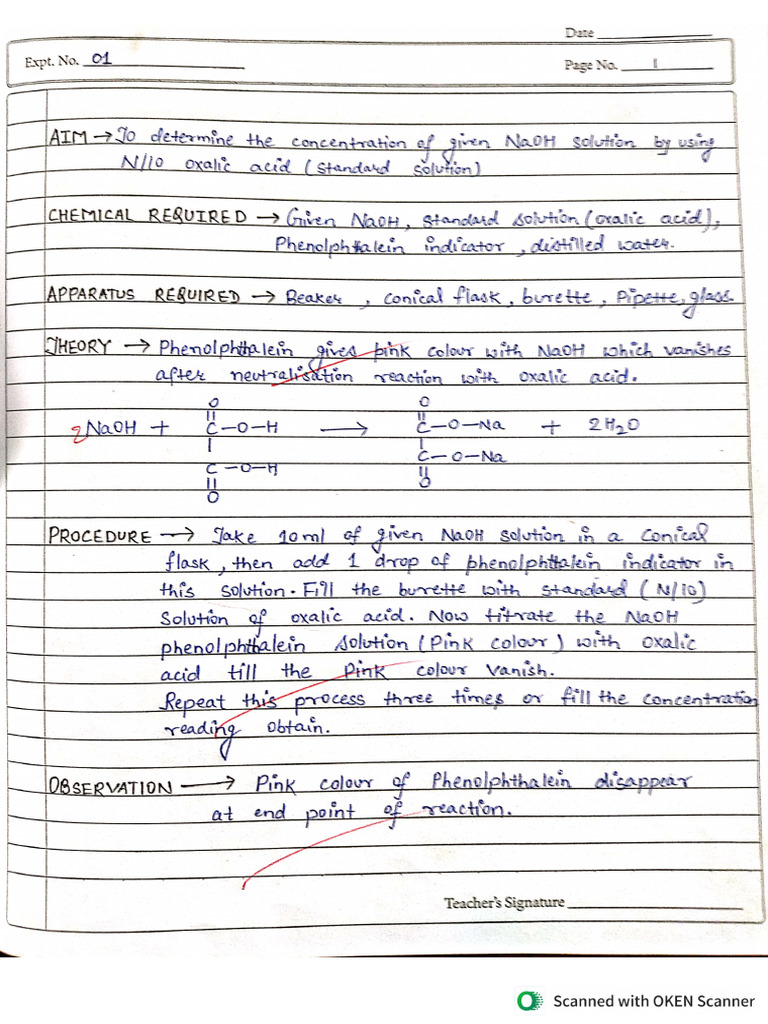 Experiment No.1 Chemistry | PDF
