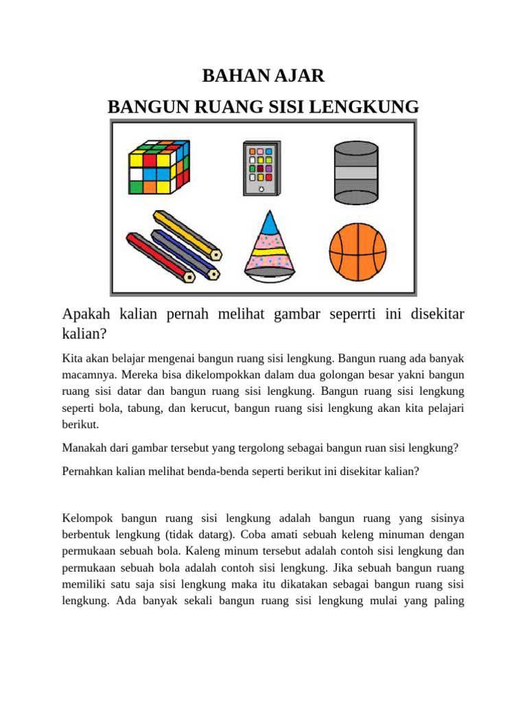 Belajar Bangun Ruang Lengkung | PDF