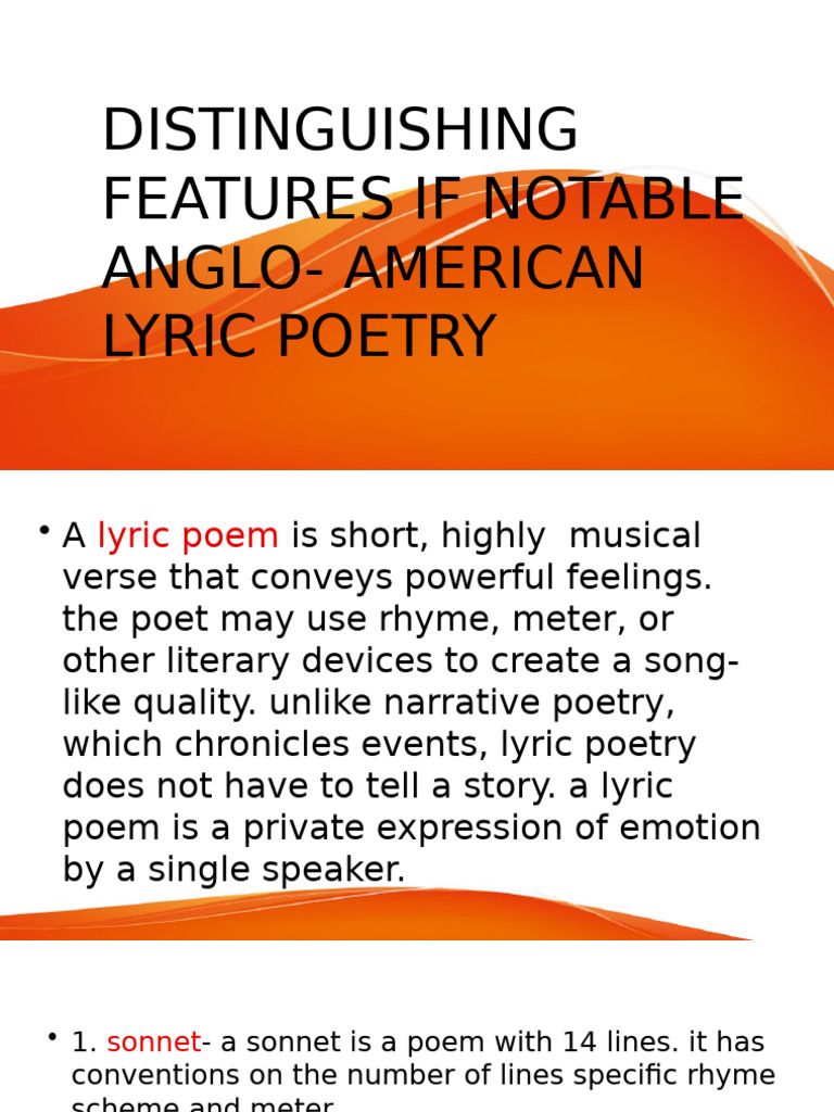 DISTINGUISHING FEATURES IF NOTABLE ANGLO Grade9 | PDF | Poetry