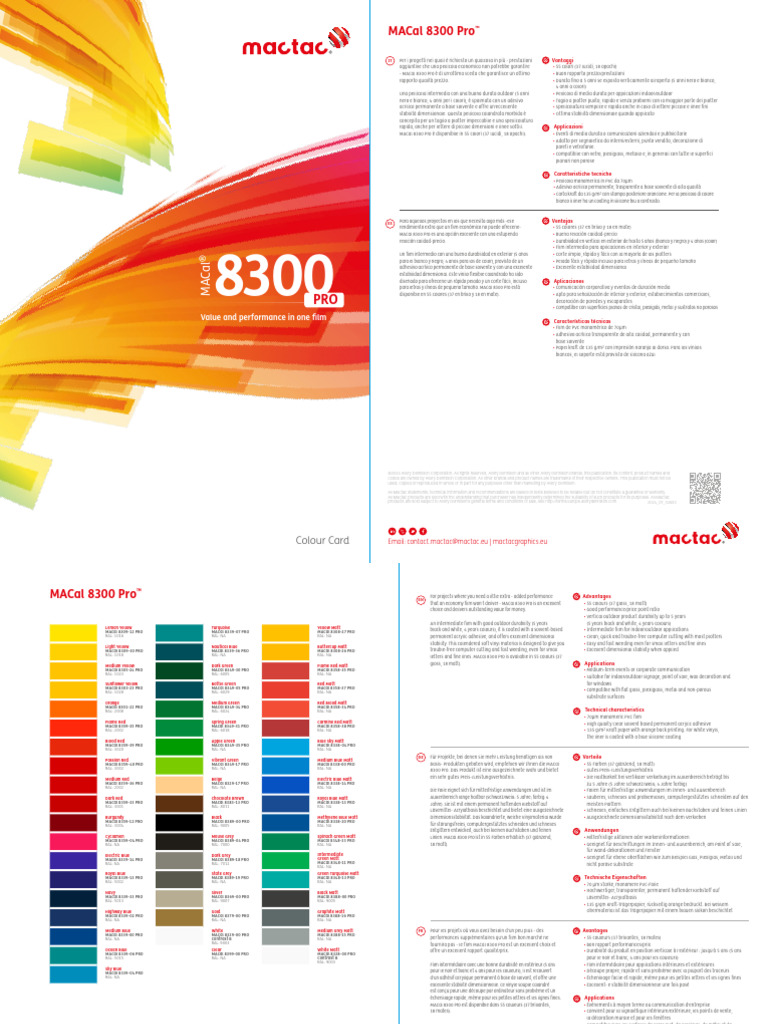 Macal 8300 Pro Colourcard LR | PDF | El plastico | Materiales de construcción