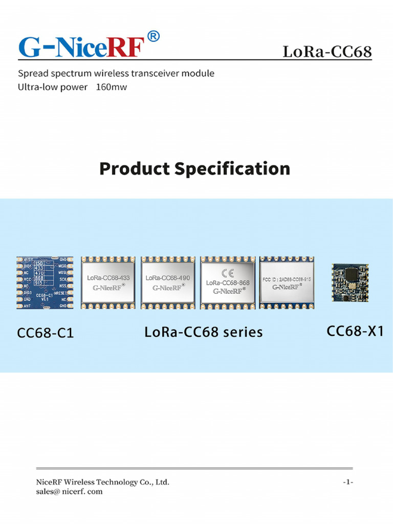 LoRaCC68 Series 160mw Low Power Consumption Wireless Transceiver Module V3.0 | PDF ...