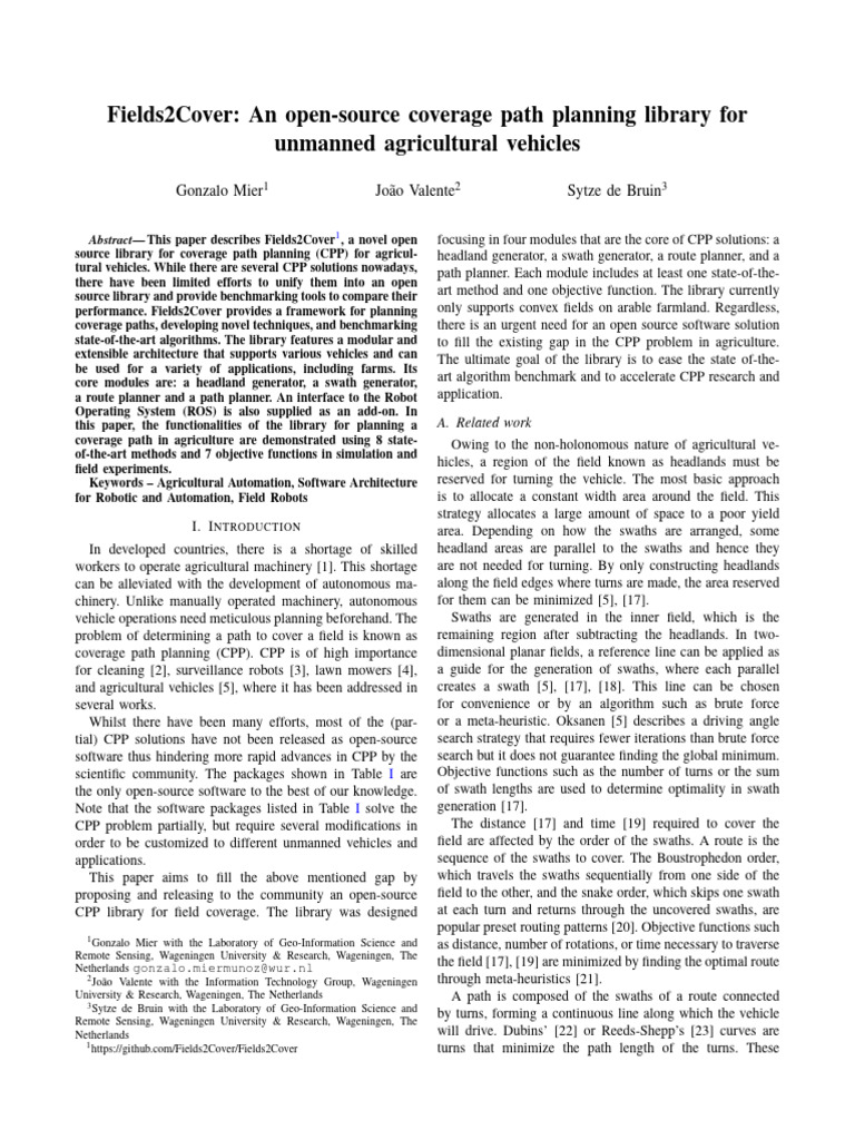 Fields2Cover - An Open-Source Coverage Path Planning Library For ...