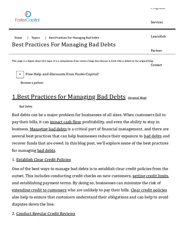 Business Guide: Managing Bad Debts | PDF | Debt | Bad Debt