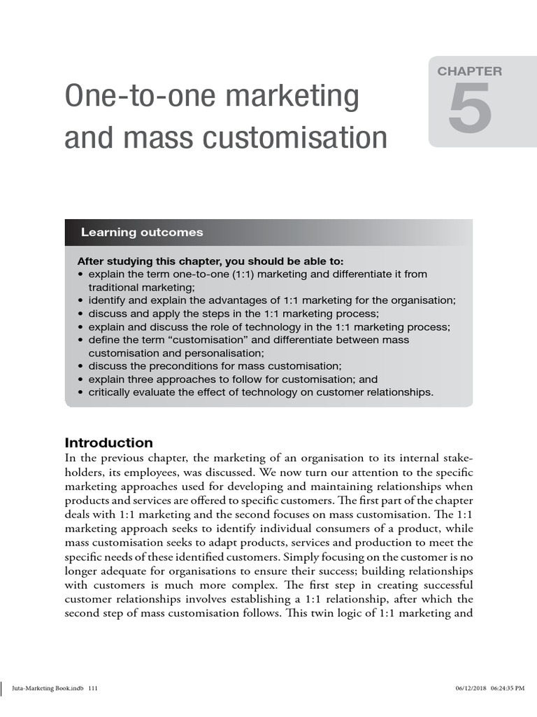 Relationship Marketing and Customer Relationship M... - (Chapter 5 One ...