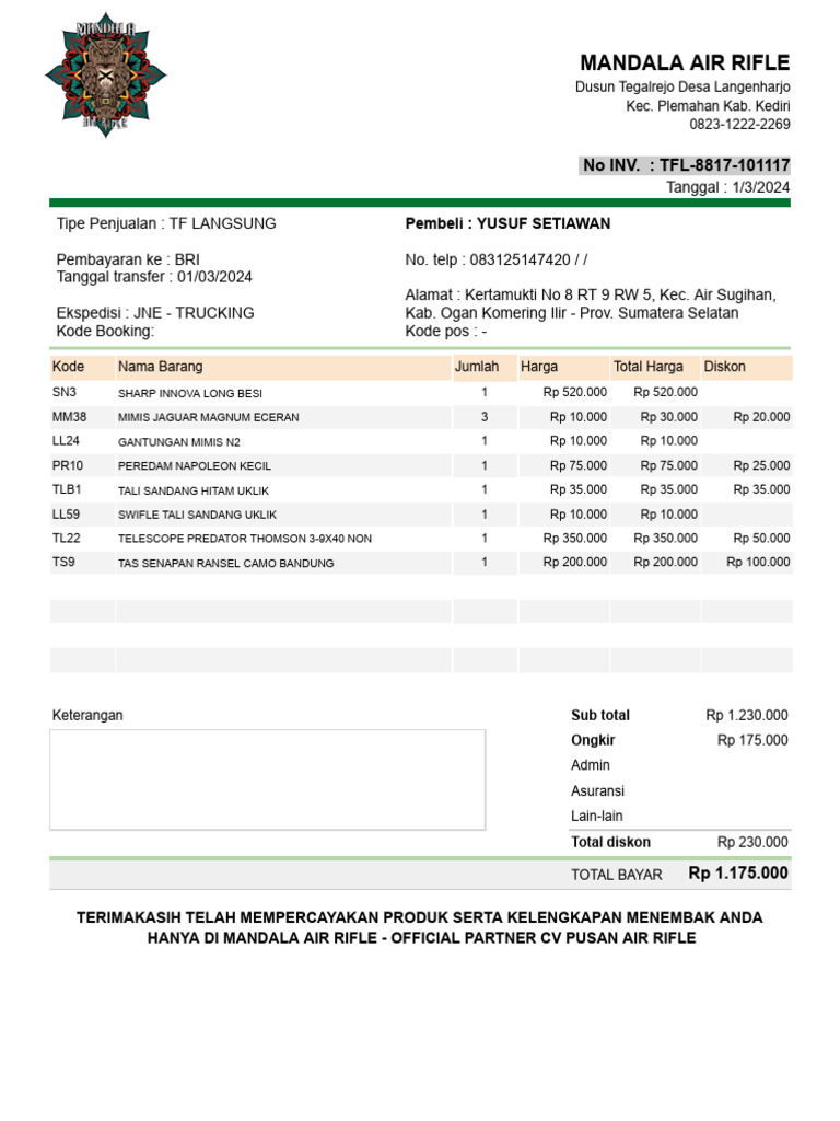 TFL 8817 101117 Invoice | PDF