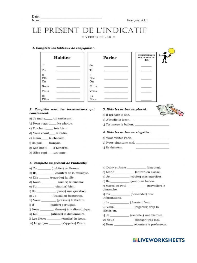 Verbes en ER exercices | PDF