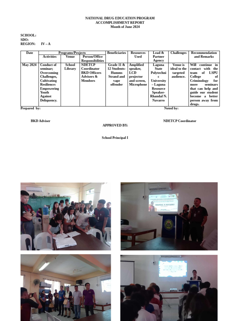 Accomplishment Report - Sample Format | PDF