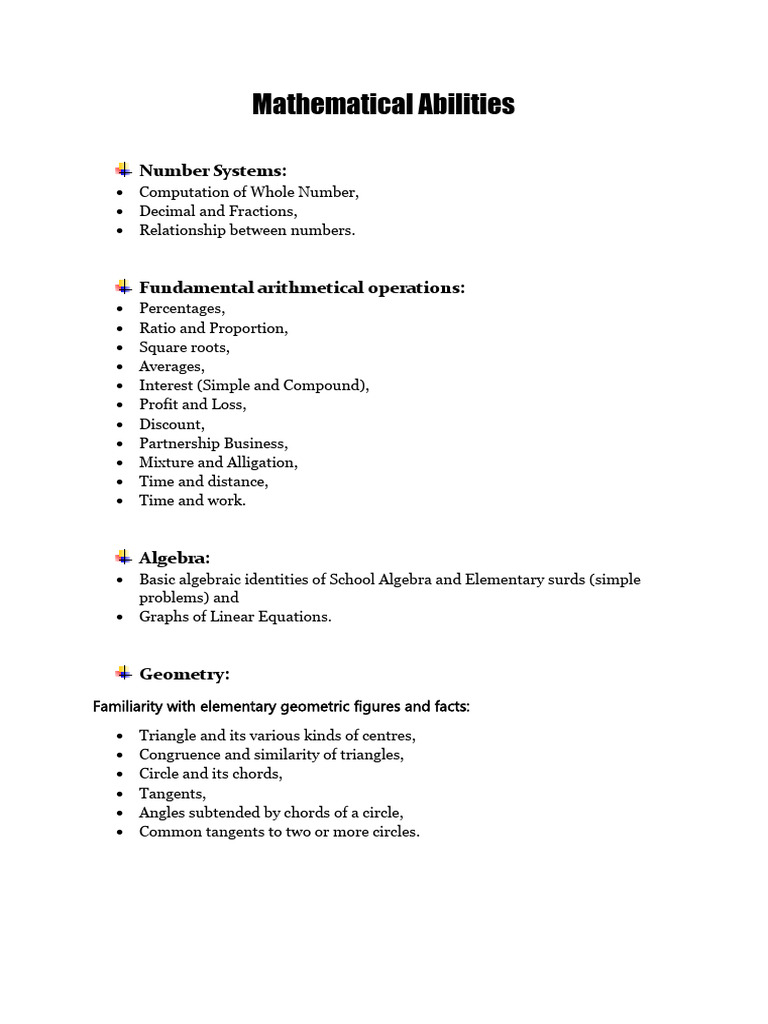Mathematical Ability Syllabus Overview | PDF | Triangle | Trigonometry