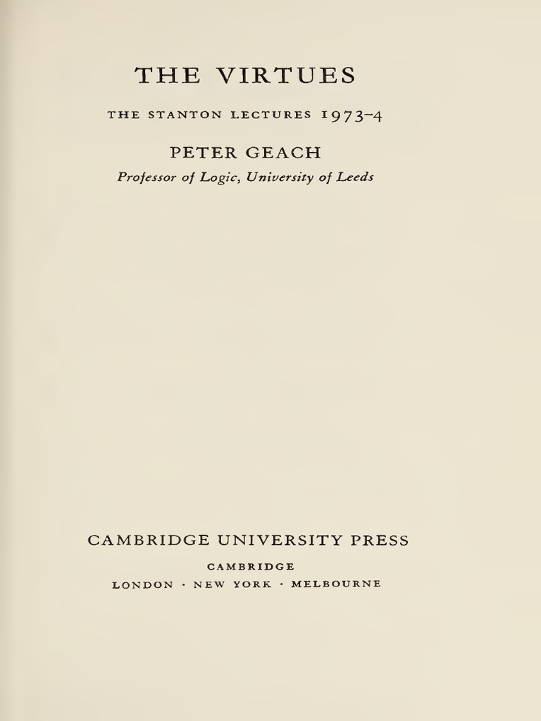 P. Geach - The Virtues | PDF | Faith | Immortality