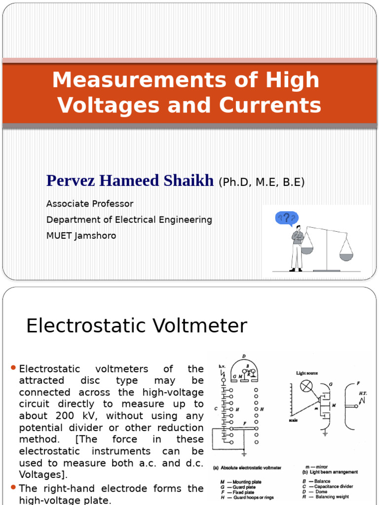 Lec#7 Measurement of High Voltage and Current - Electrostatic Voltmeter | PDF | Voltage ...