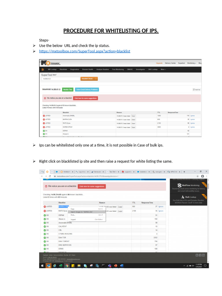 Ip Whitelisting Process | PDF