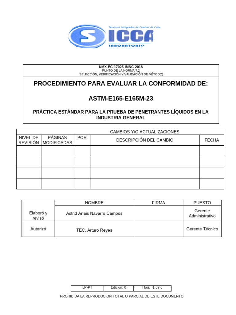 Procedimiento Astm E165 E165m 23 | PDF | Materiales