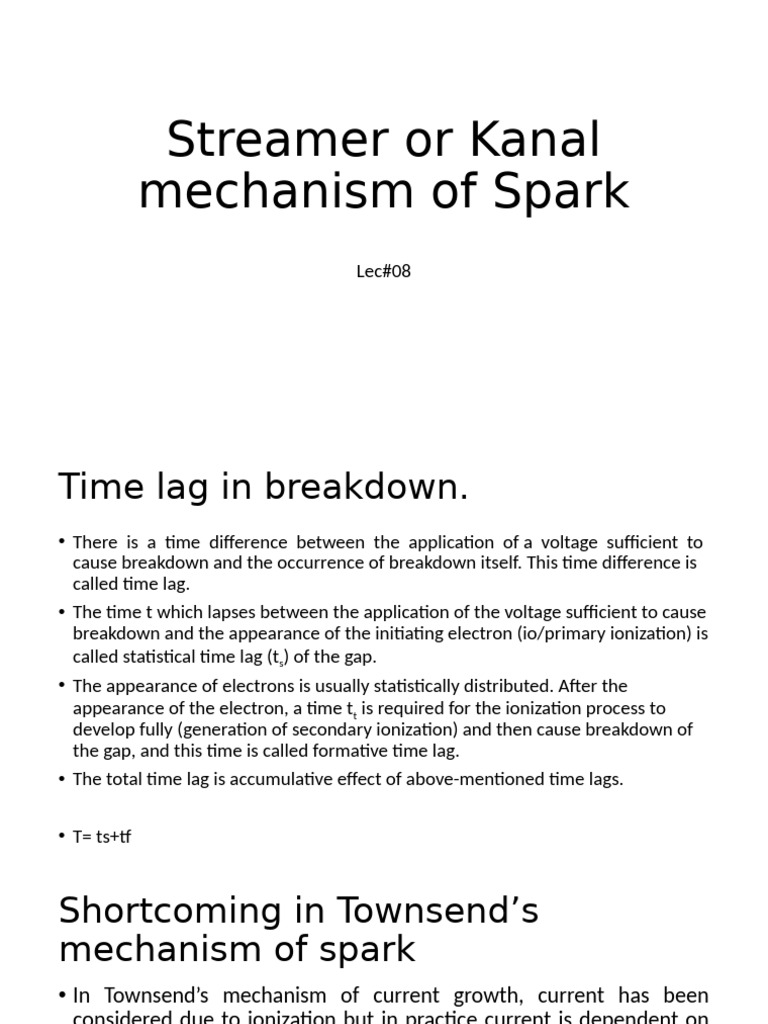 Lec# 15 Streamers Mechanism of Breakdown | PDF | Electrical Breakdown | Physical Chemistry