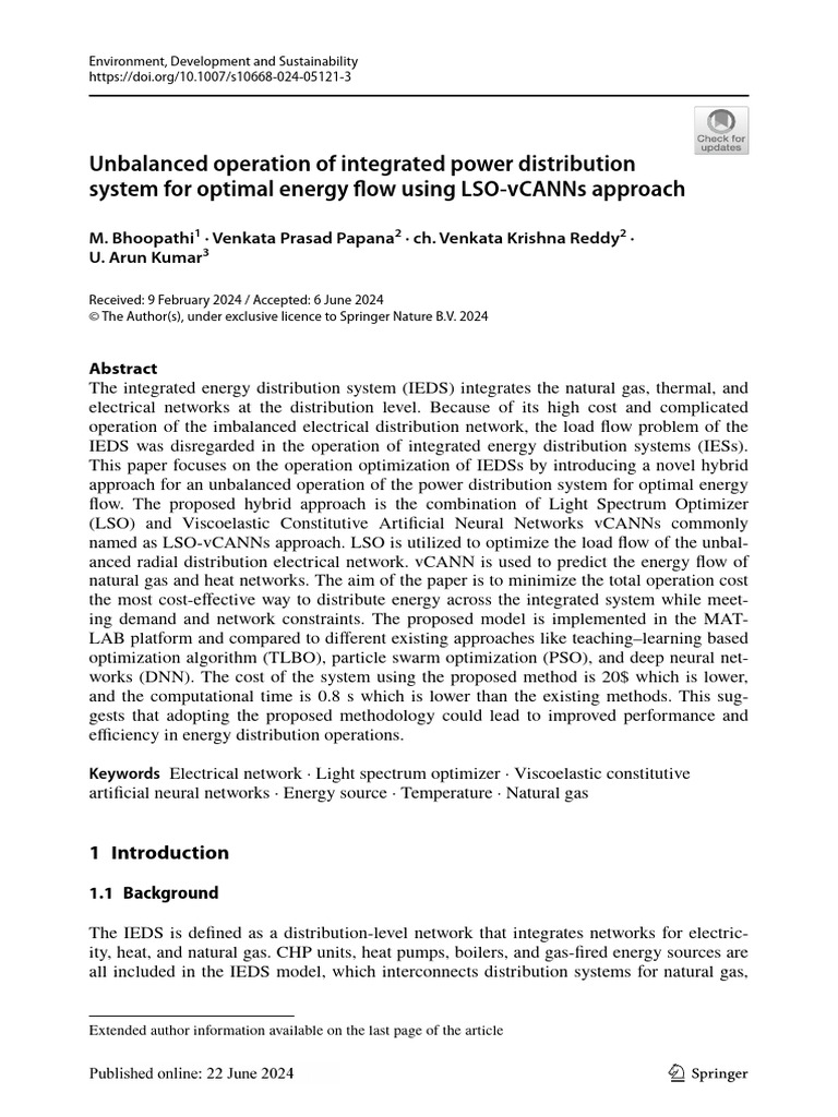 Unbalanced Operation of Integrated Power Distribution System For Optimal Energy Flow Using LSO ...