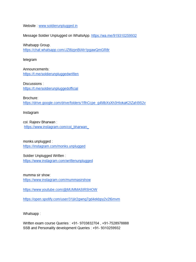 Soldier Unplugged _ Contact and Social Media Platforms | PDF