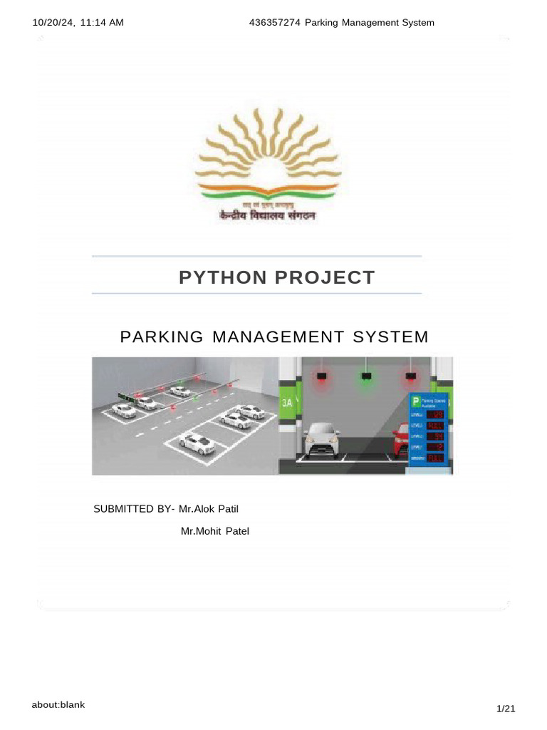 PARKING SYSTEM 12th python project | PDF | Databases | Table (Database)