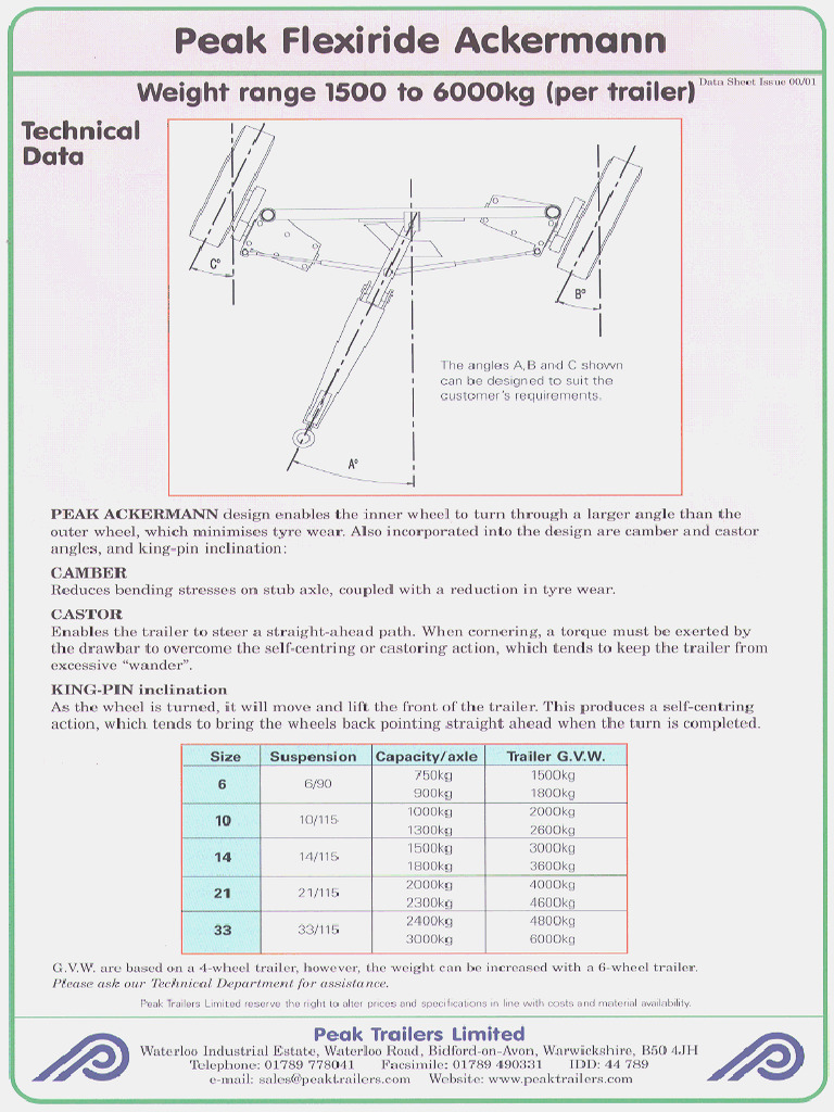 Peak Flexiride Ackermann Steered Axle Datasheet | PDF