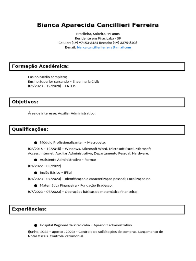 Bianca Curriculo | PDF